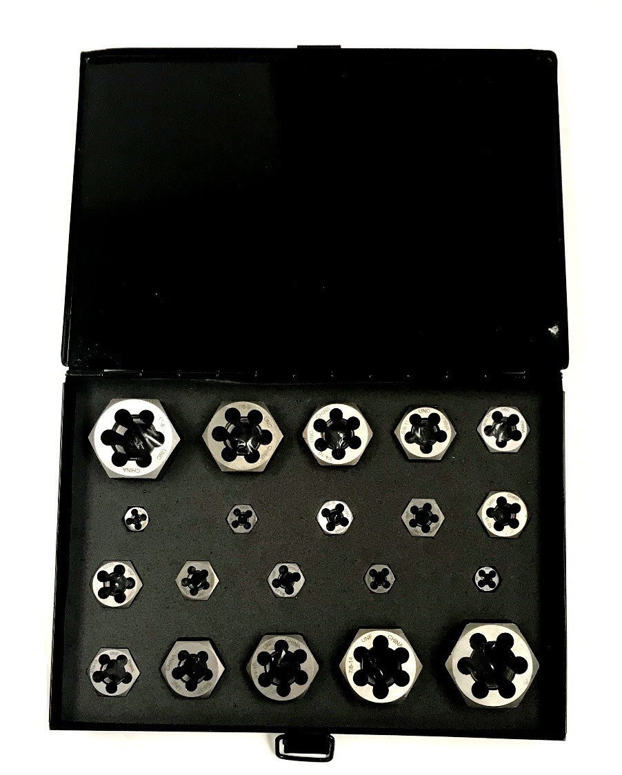 20 Piece 1/4-7/8'' Hexagon Rethreading Die Set