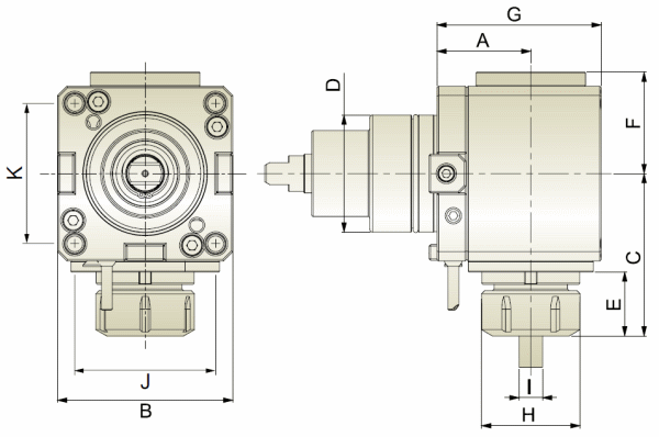 Radial BMT65 Live Tool Holder | Doosan - Hold Well THM-B05.100-65A
